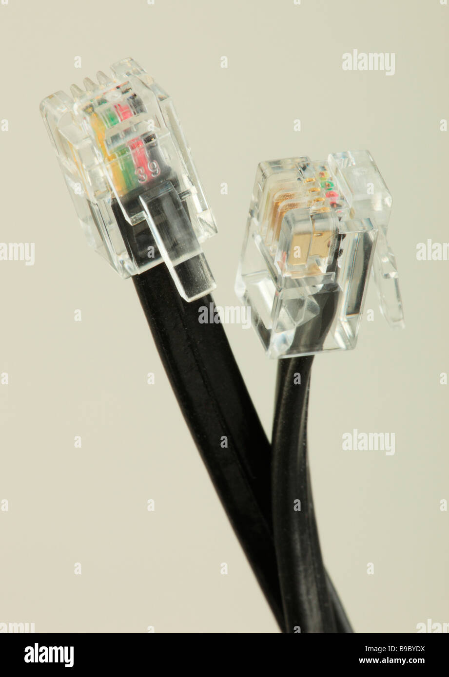 Connecting ends between a telephone and a handset Stock Photo - Alamy