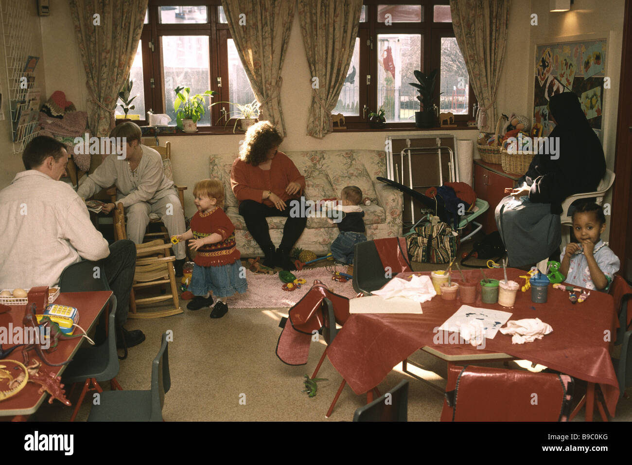 parents visiting children in nursery Stock Photo - Alamy