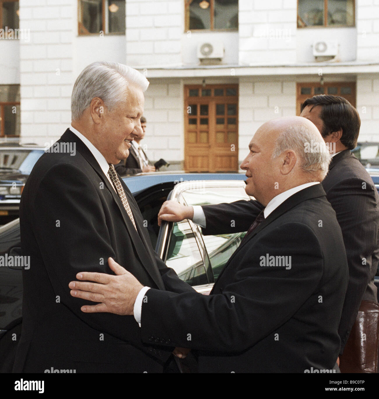 Russian President Boris Yeltsin left and Moscow Mayor Yury Luzhkov ...