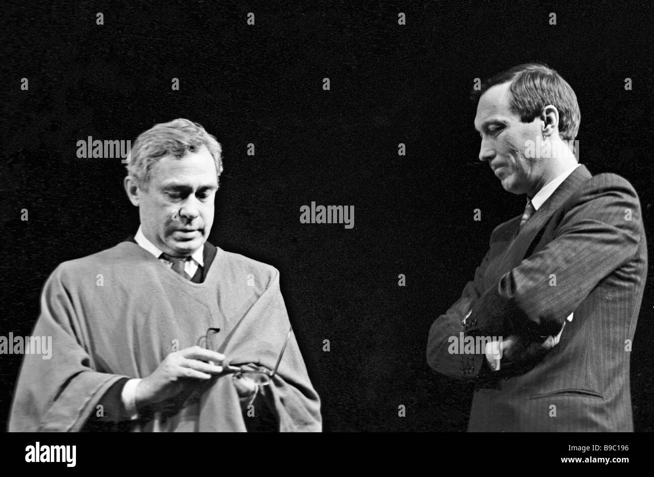 Actors Yury Kolychev left and Oleg Yankovsky right in a scene from the ...