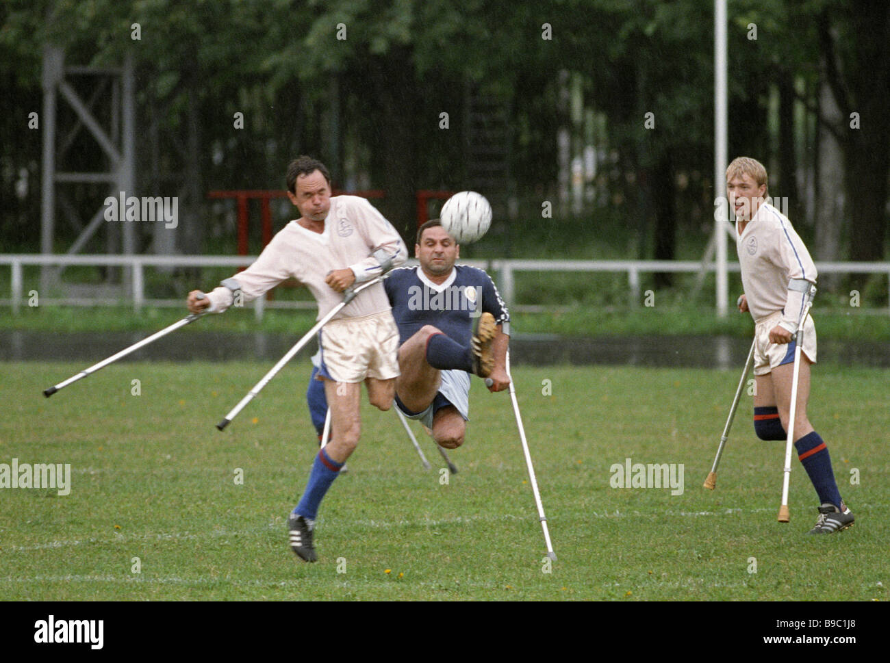 Participants of a soccer match at the All Union Disabled Games Stock ...