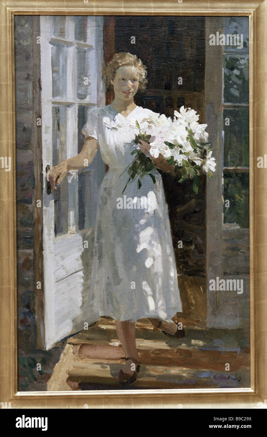 Reproduction of Konstantin Maximov s painting The School Leaver at the ...