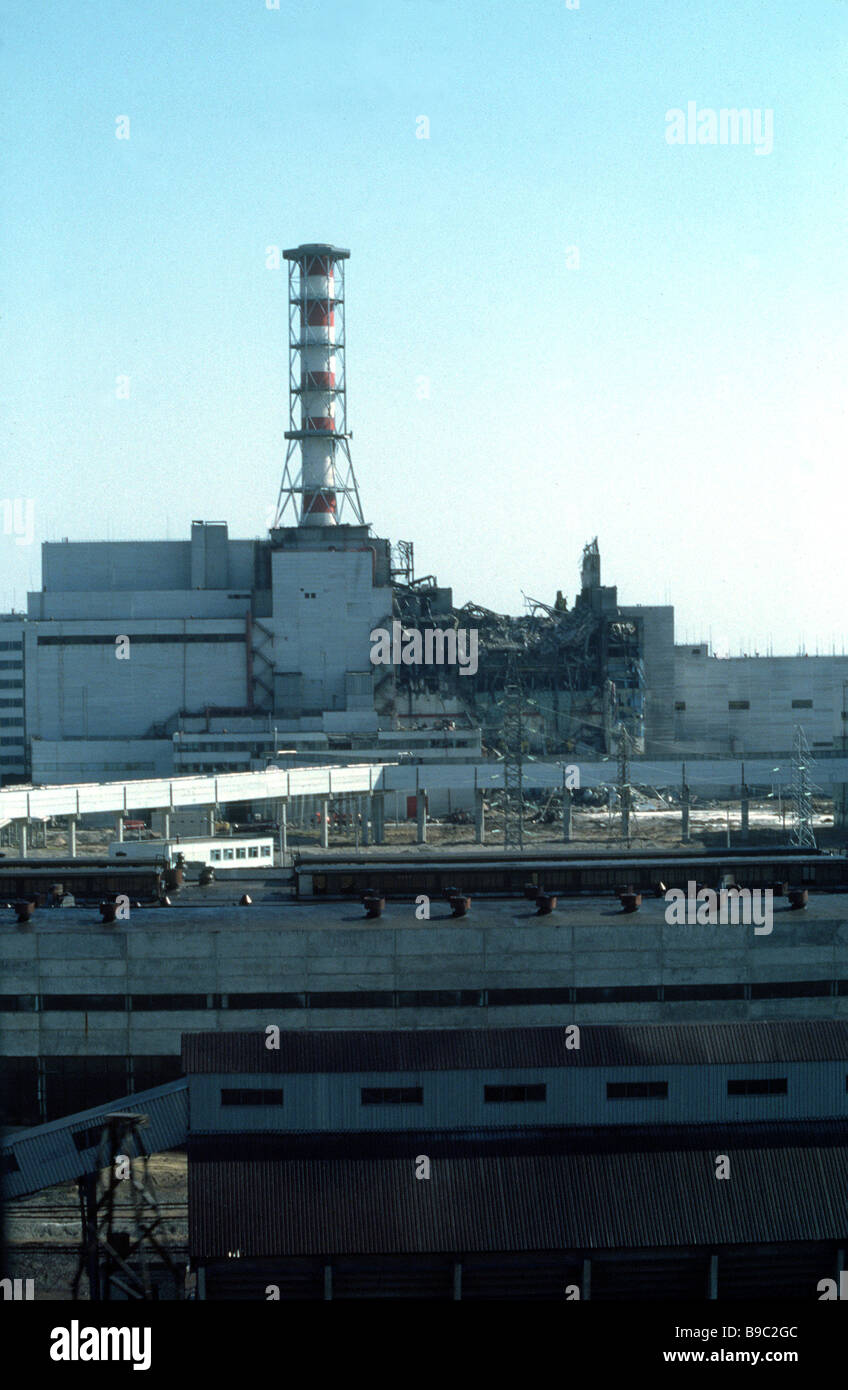 Panorama of the Chernobyl nuclear power plant as seen from the fatal ...