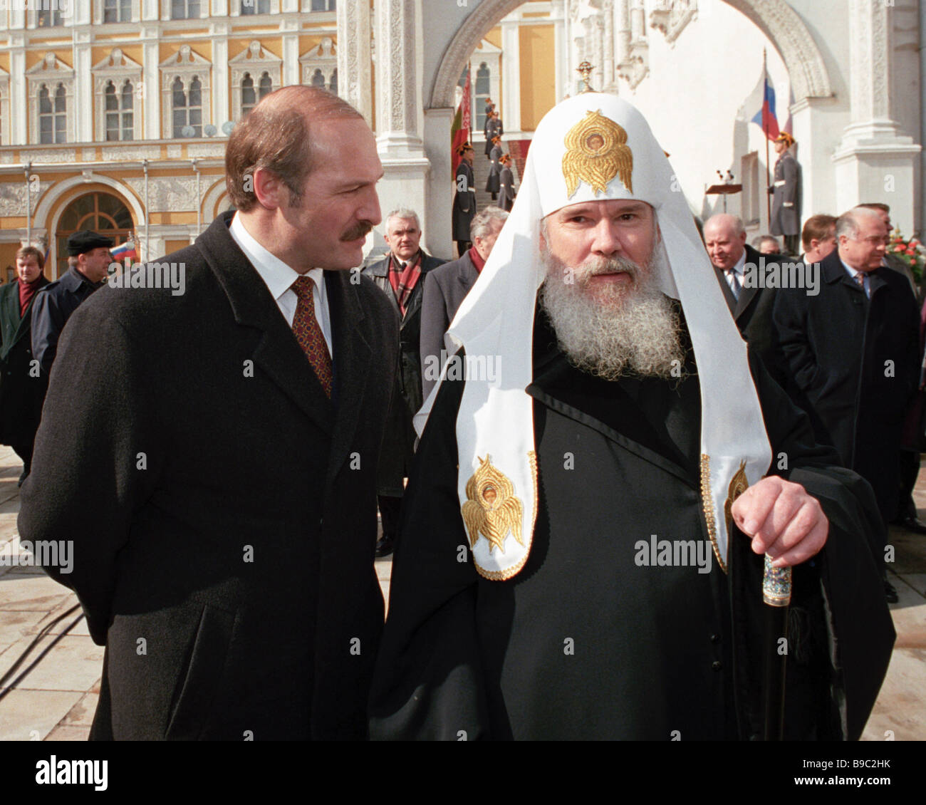 Alexander Lukashenko left and Patriarch of Moscow and All Russia Alexy ...