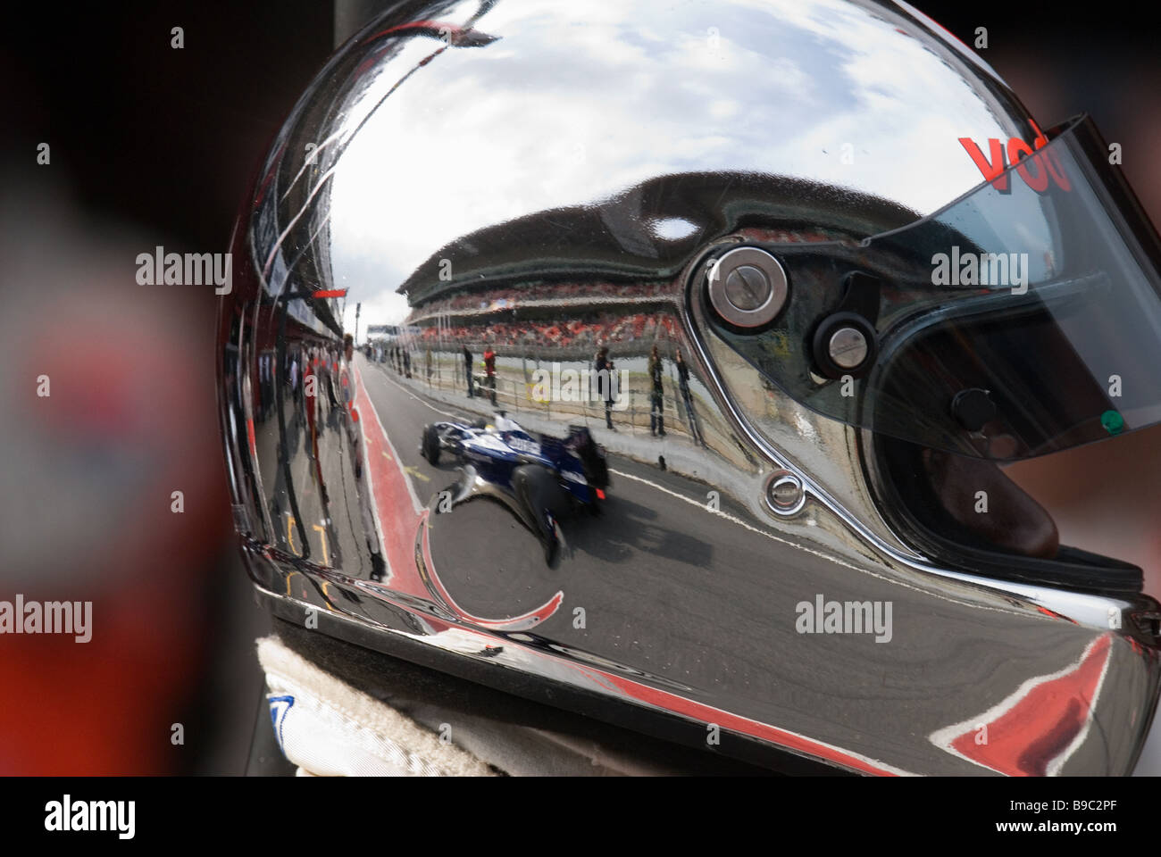 Helmet of a McLaren Mercedes mechanic at Formula 1 testing sessions ...