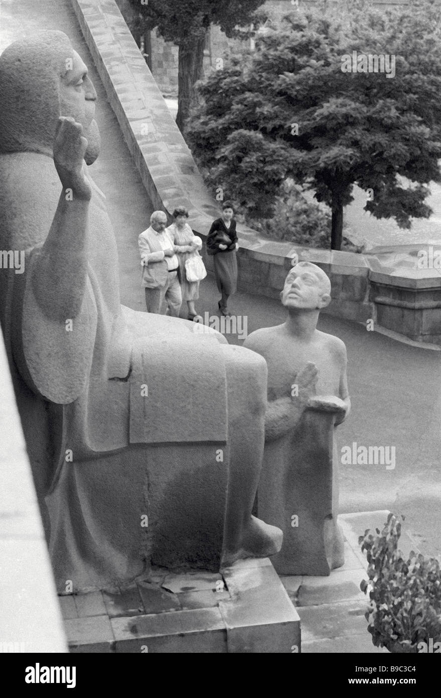 Mesrop Mashtots inventor of the Armenian alphabet and his pupil at the ...