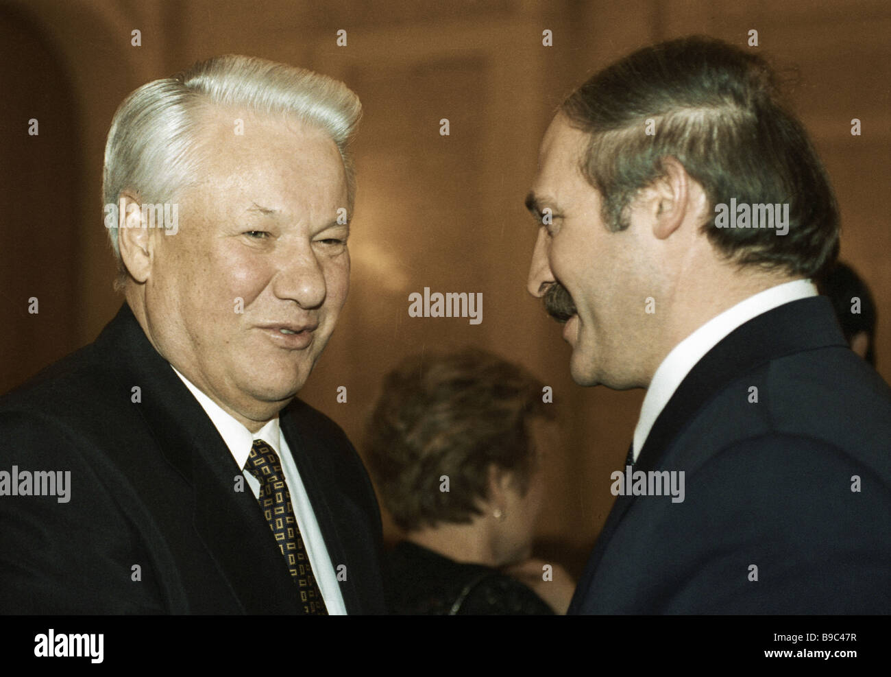 Russian President Boris Yeltsin and Belarussian President Alexander ...