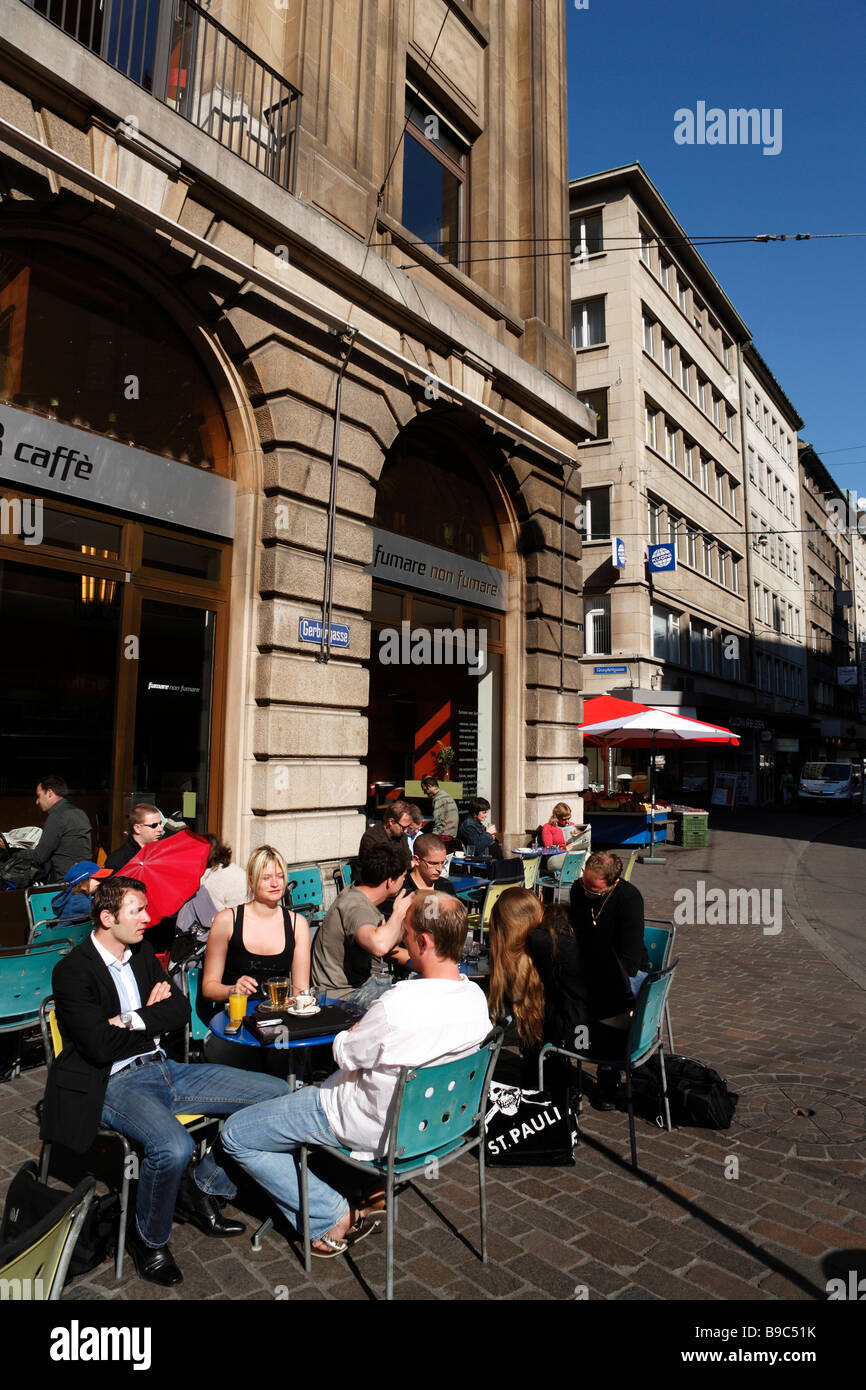 Guests in a pavement cafe at Gerbergasse Old Town Big Basel Basel ...