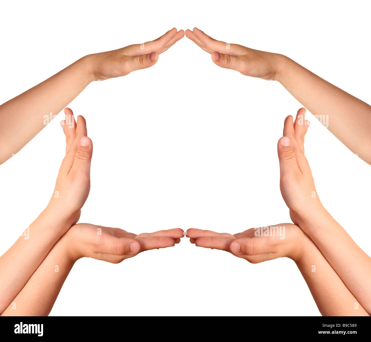 childrens hands house gesture Stock Photo - Alamy