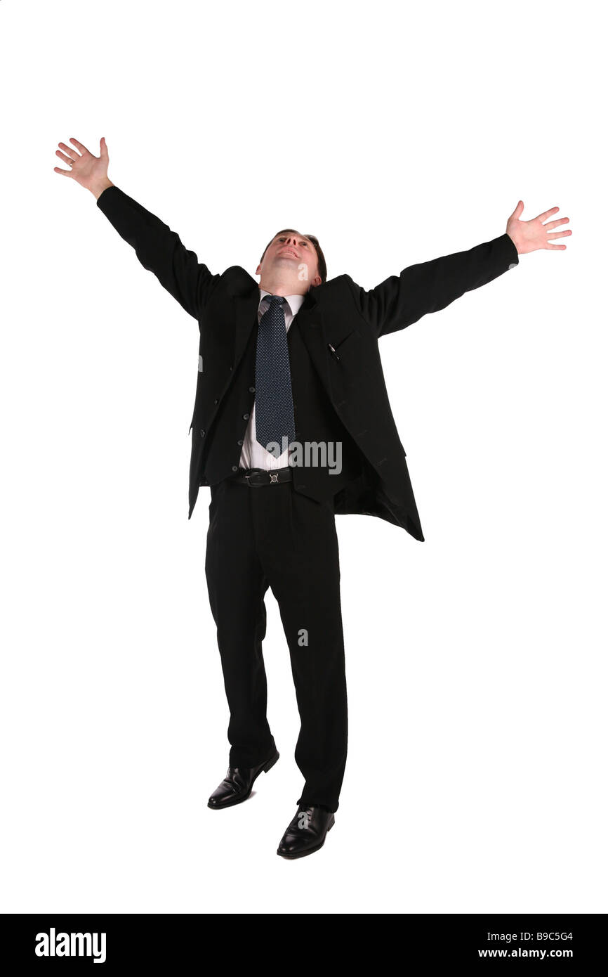 dynamic businessmen hands up isolated on white Stock Photo - Alamy
