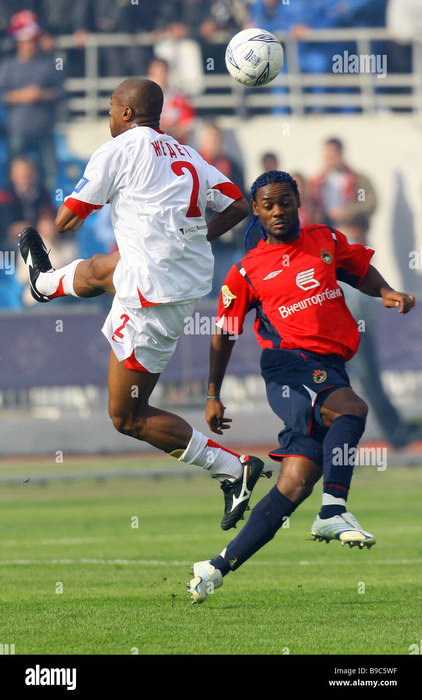 Spartak and CSKA players Antonio Geder and Wagner Love left to right ...