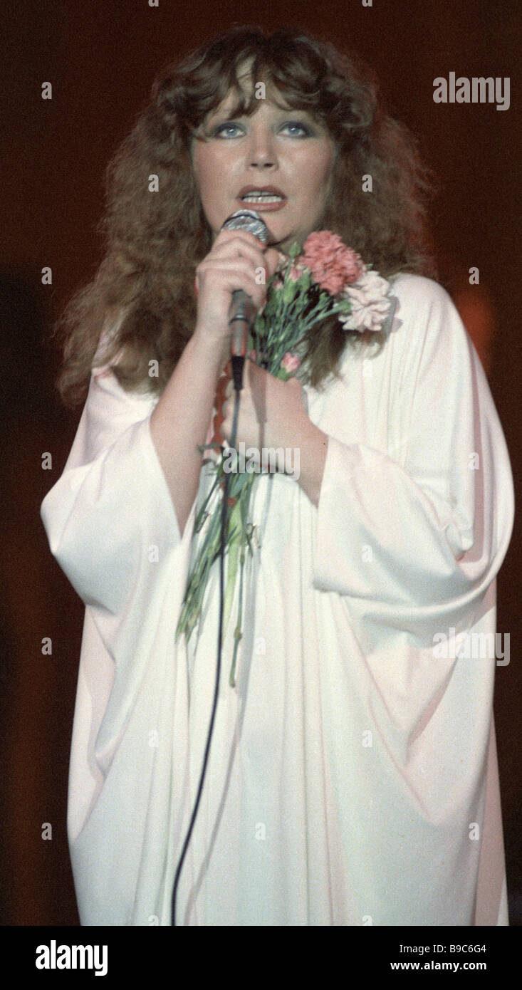 Alla Pugacheva sensational Russian pop singer getting flowers from fans ...