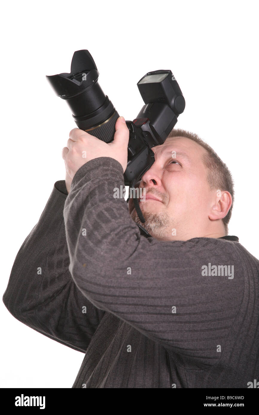 photographer isolated on white 2 Stock Photo - Alamy