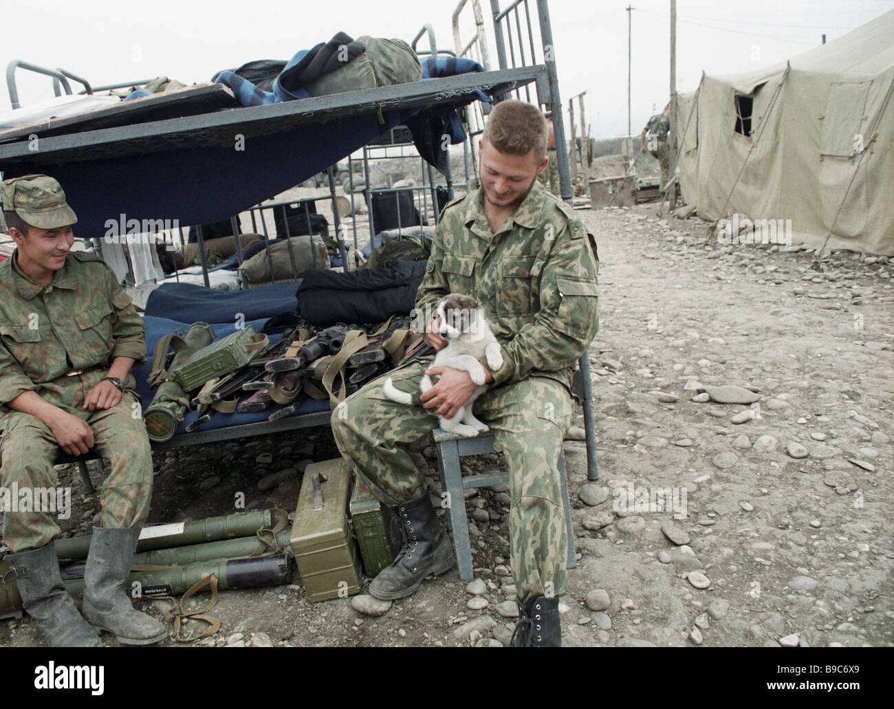 Russian Federation Ministry of Interior troops waiting for dispatch ...