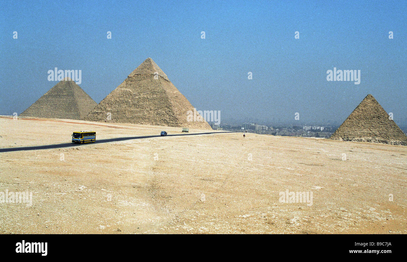 Pyramids in Giza one of the seven wonders of the ancient world Stock ...