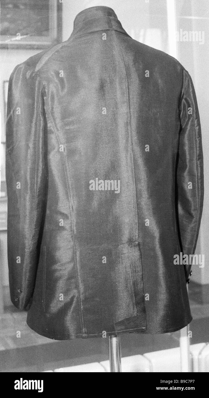 A jacket with bullet holes worn by Vladimir Lenin when he spoke at the ...