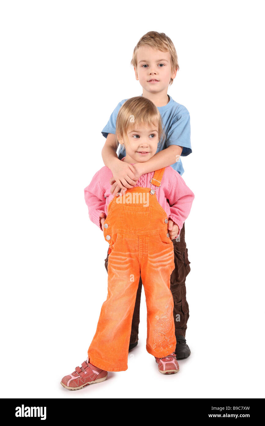 two children isolated on white Stock Photo - Alamy