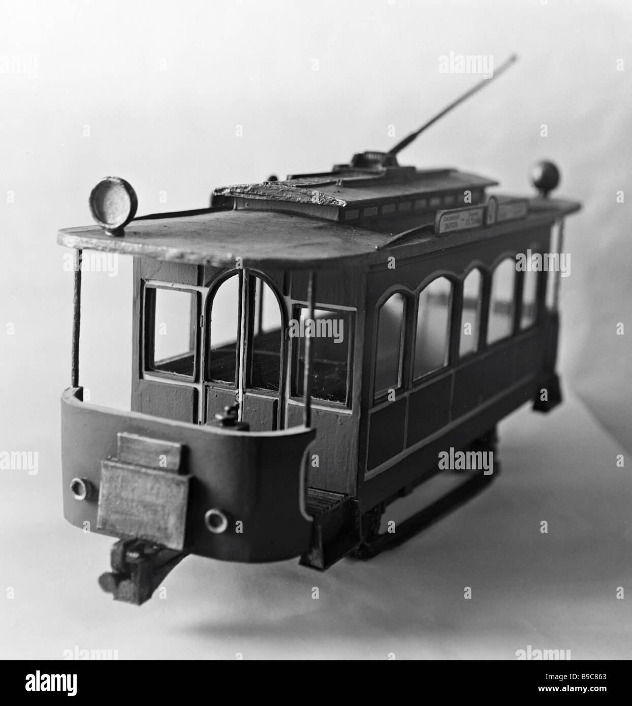 A model of the first tram designed in Belgium which opened the first ...