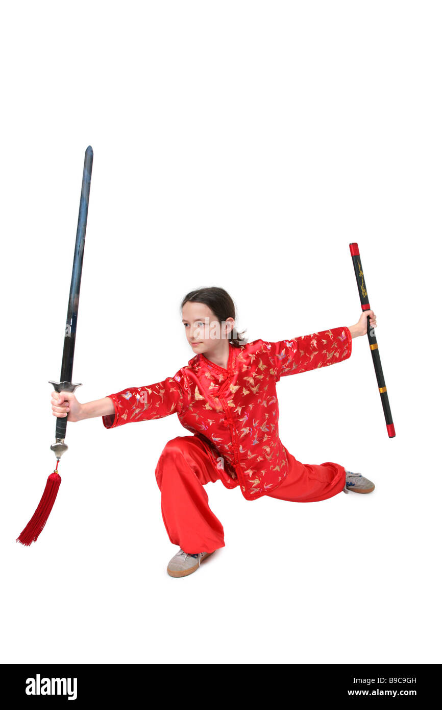 Kung fu girl sword exercise Stock Photo - Alamy