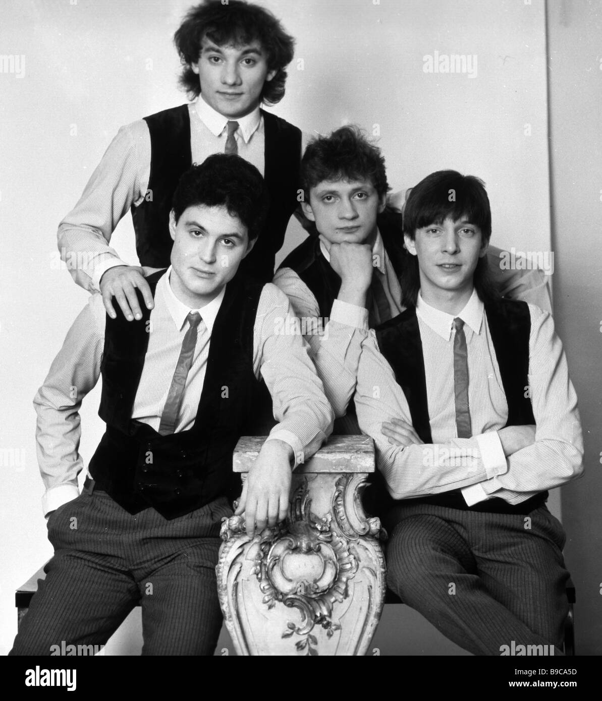 Maxim Leonidov left and Nikolai Fomenko second left members of the beat ...