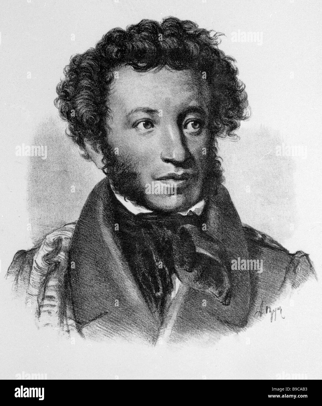 A reproduction of the poet Alexander Pushkin s lithographed portrait by ...