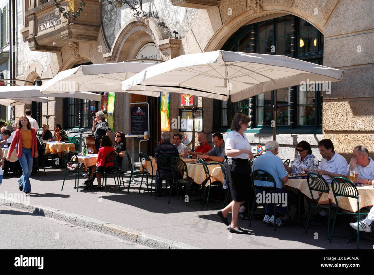 Guests resting in the cafe of the Museum of Art Basel Canton Basel ...
