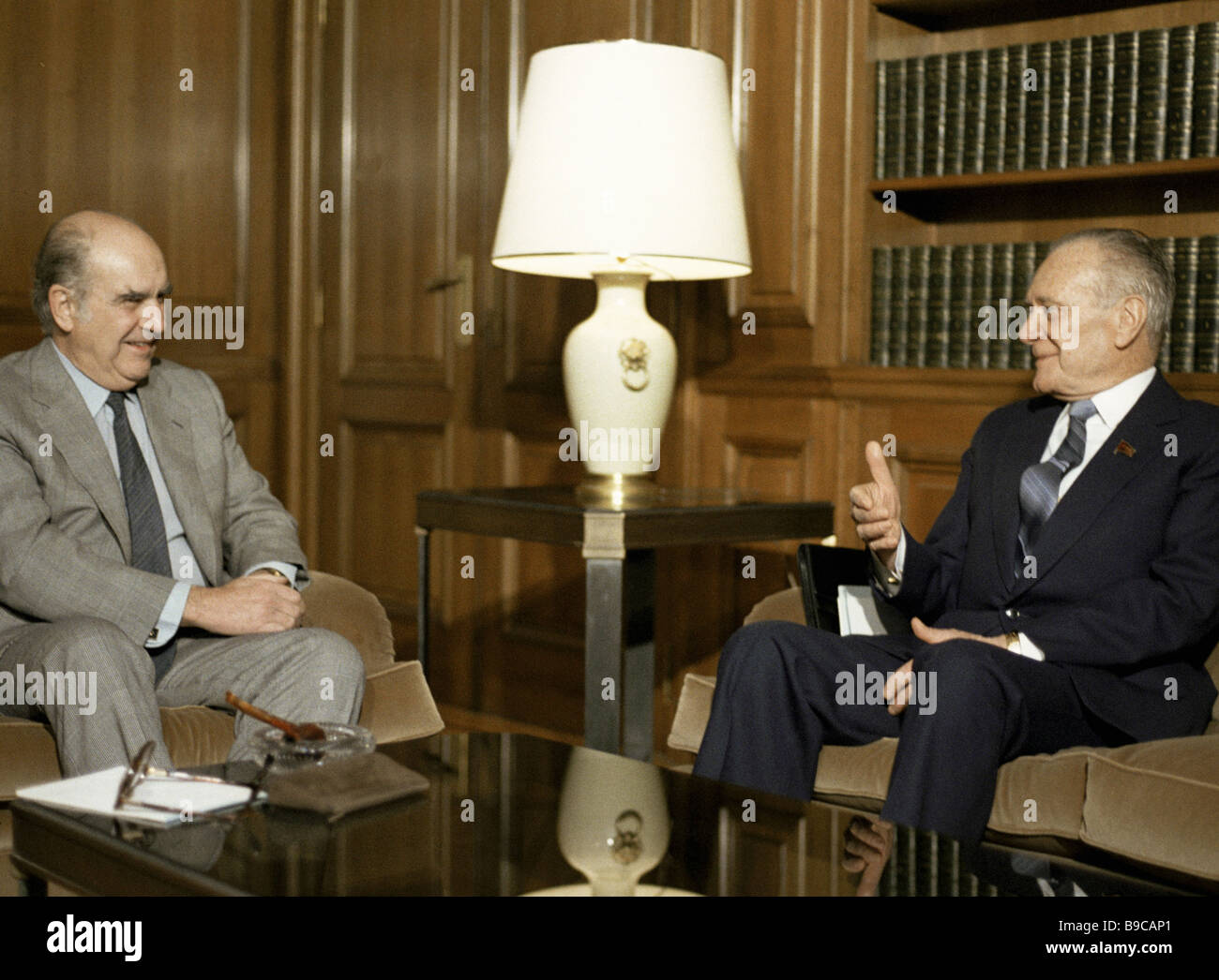 Greek Prime Minister Georgios Papandreou left talking with Soviet ...