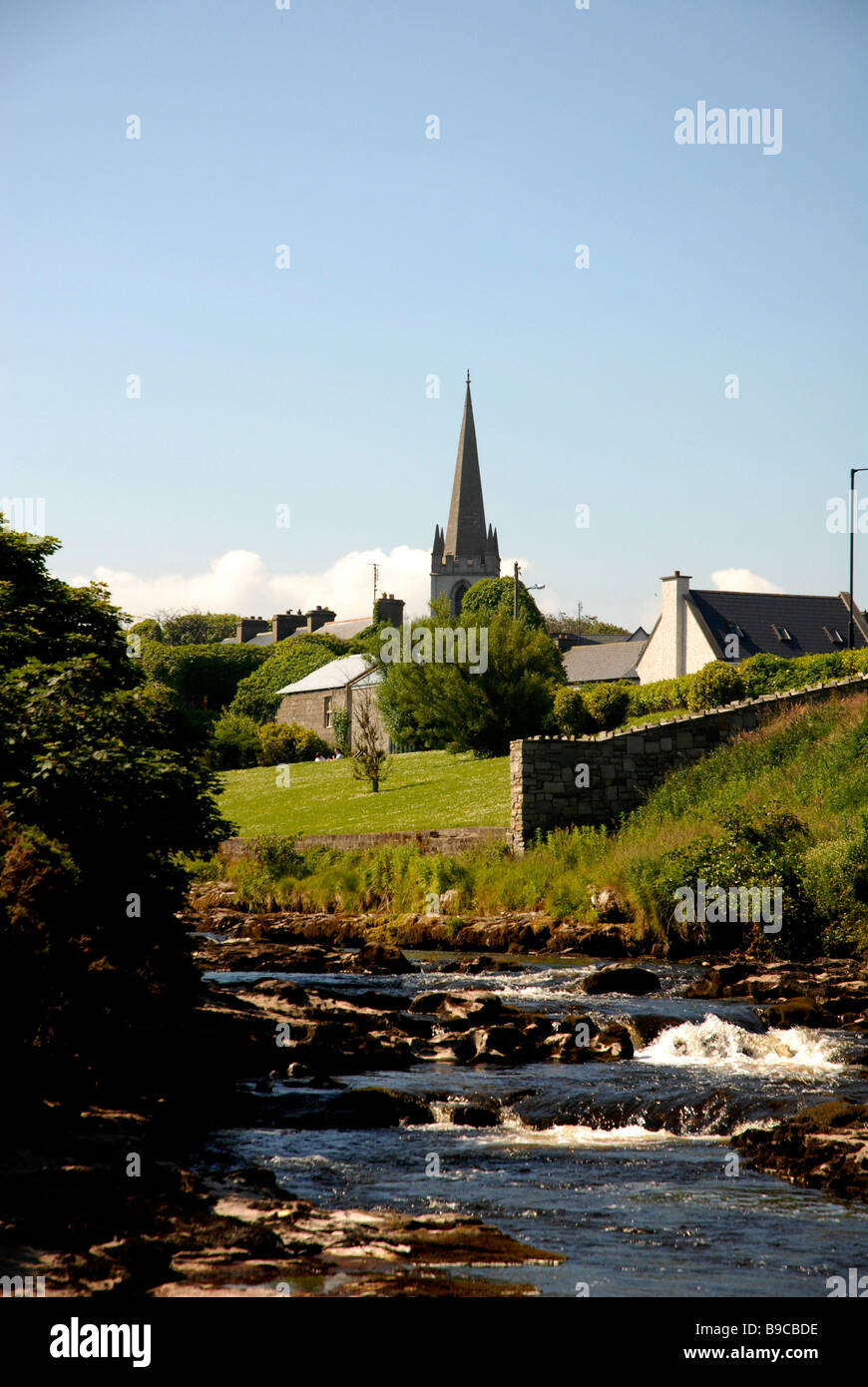 River Easkey with St. Anne's church in background Stock Photo - Alamy
