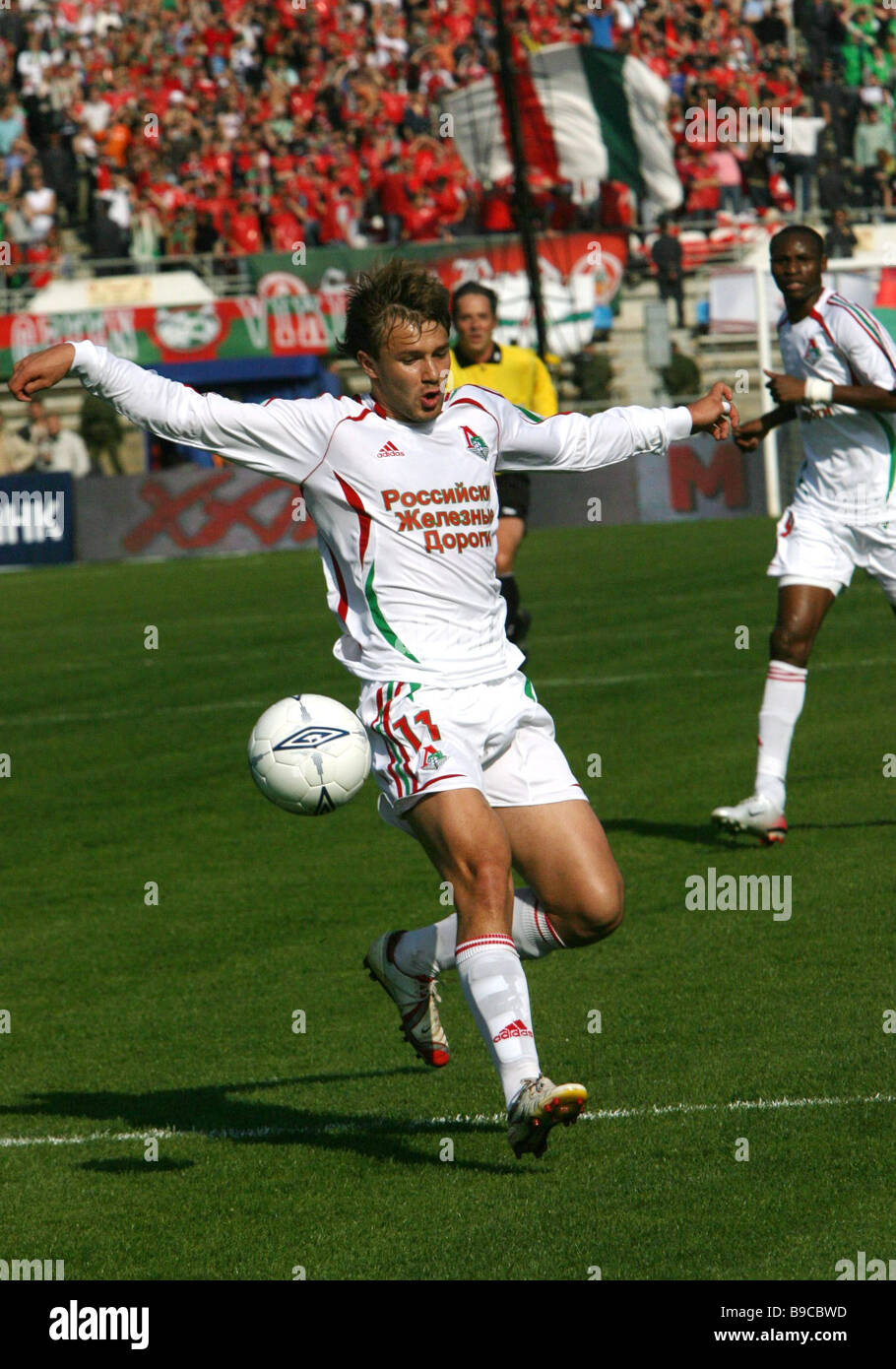 CSKA Moscow football player Dmitry Sychev in a match with the Lokomotiv ...