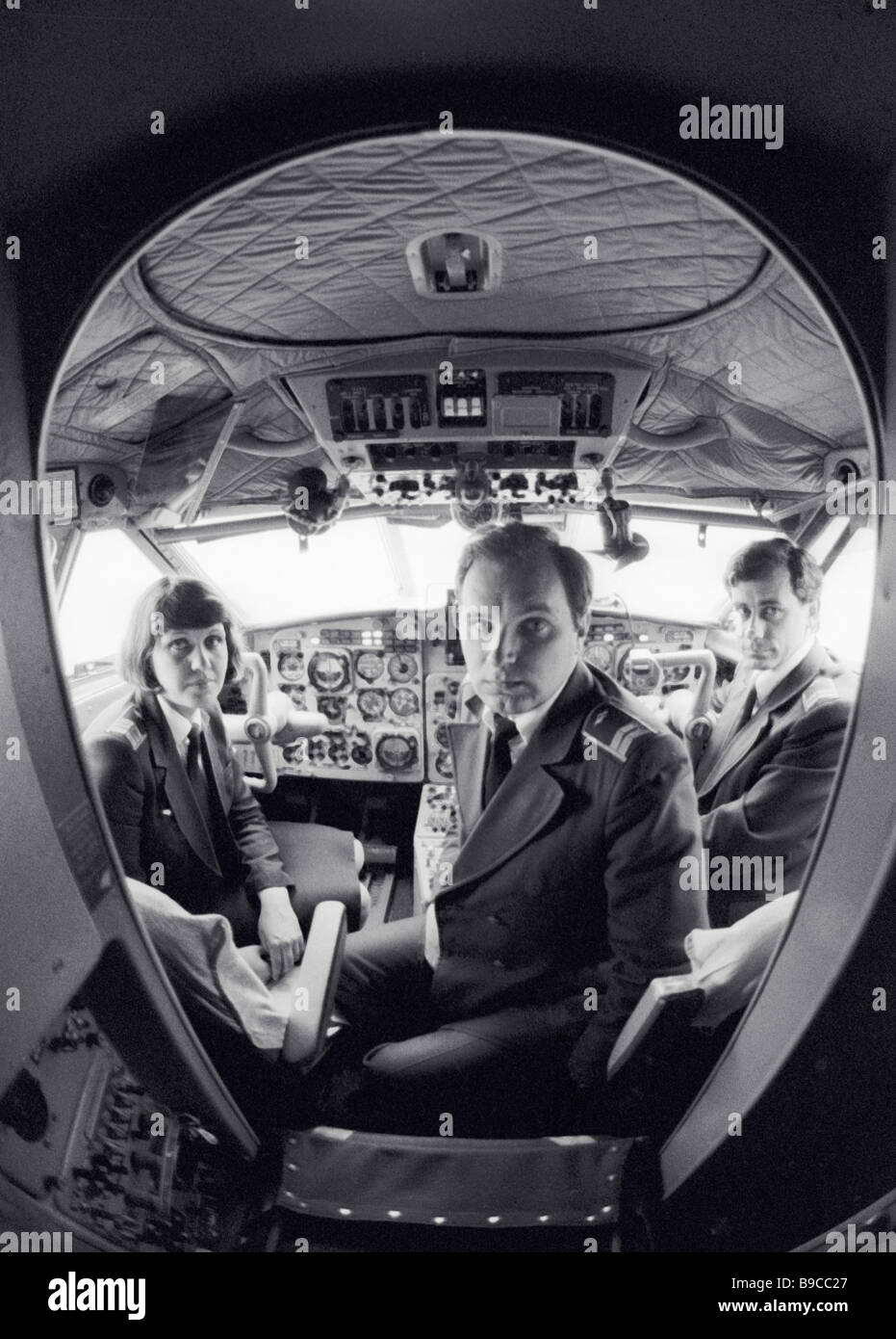 Crew of Yakovlev Yak 40 Codling jetliner left to right First Pilot ...