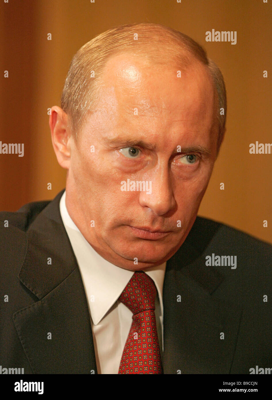 Russian President Vladimir Putin at his residence Bocharov Ruchei Stock ...