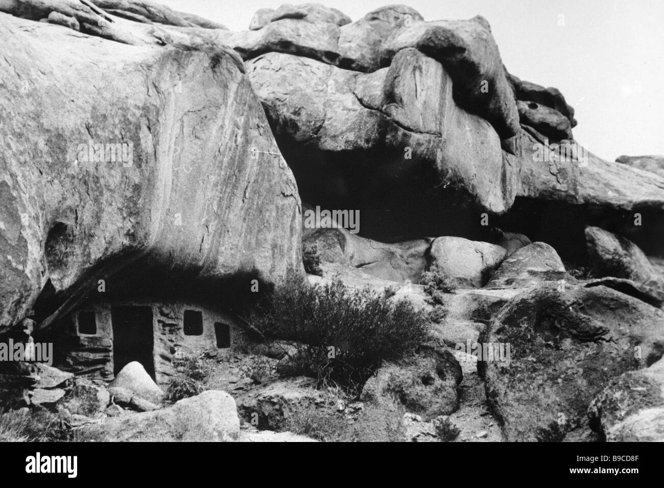 Former dwelling of Buddhist hermit in Ei Kharkhiraa mountains Gobi ...