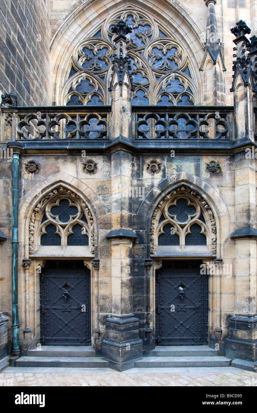 Gothic entrance to St. Vitus Cathedral, Prague, Czech republic Stock ...