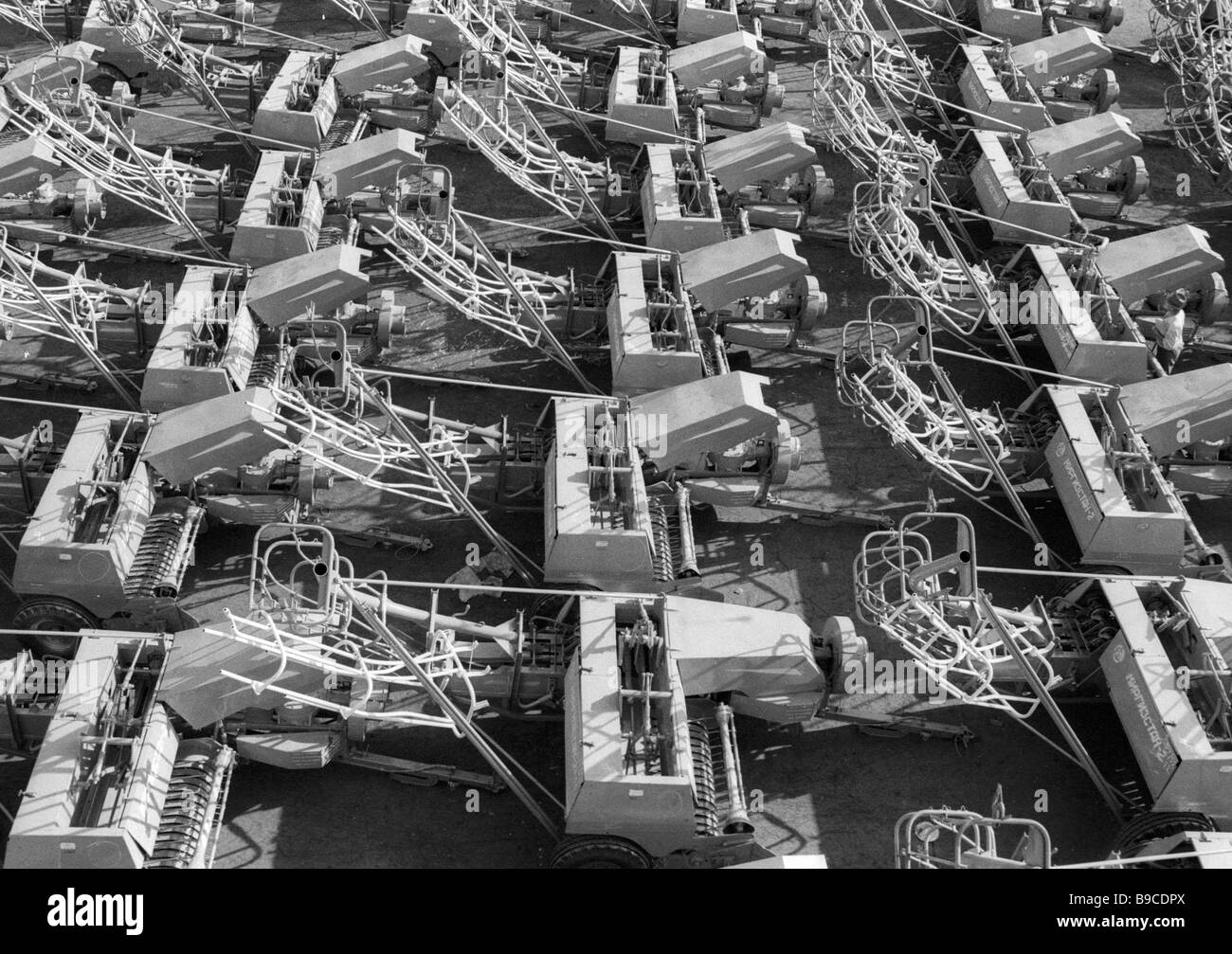 Kyrgyzstan 2 baling presses at the Frunze farm machinery plant Stock ...