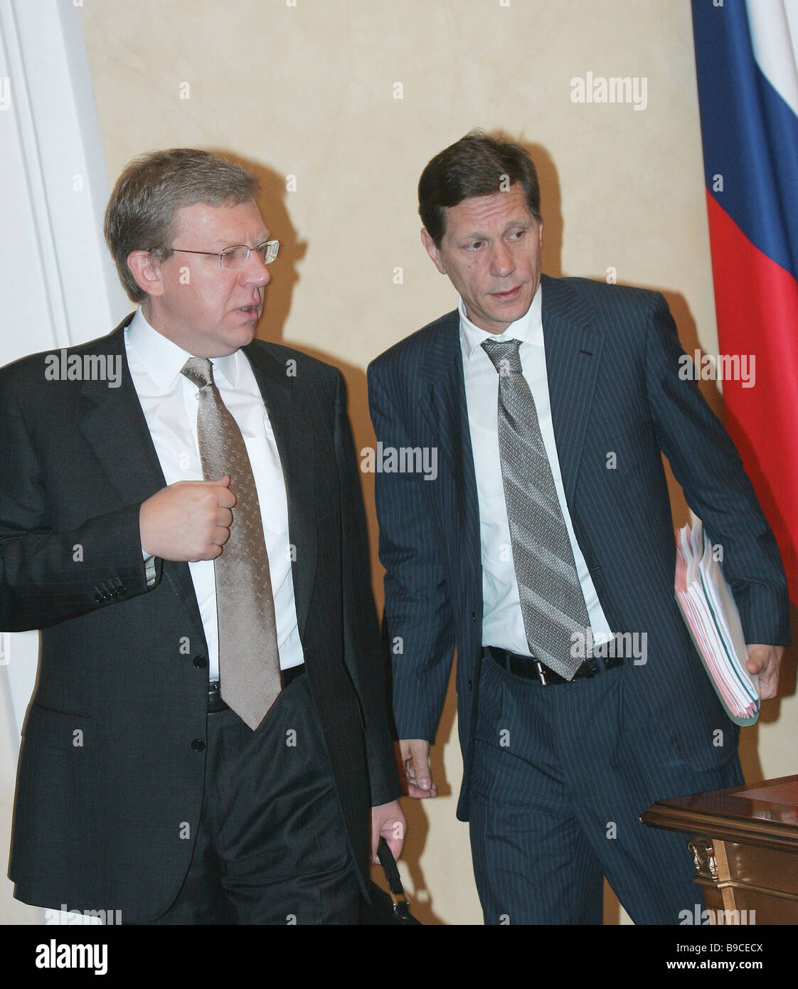Finance Minister Alexei Kudrin and Deputy Prime Minister Alexander Zhukov left to right at a ...
