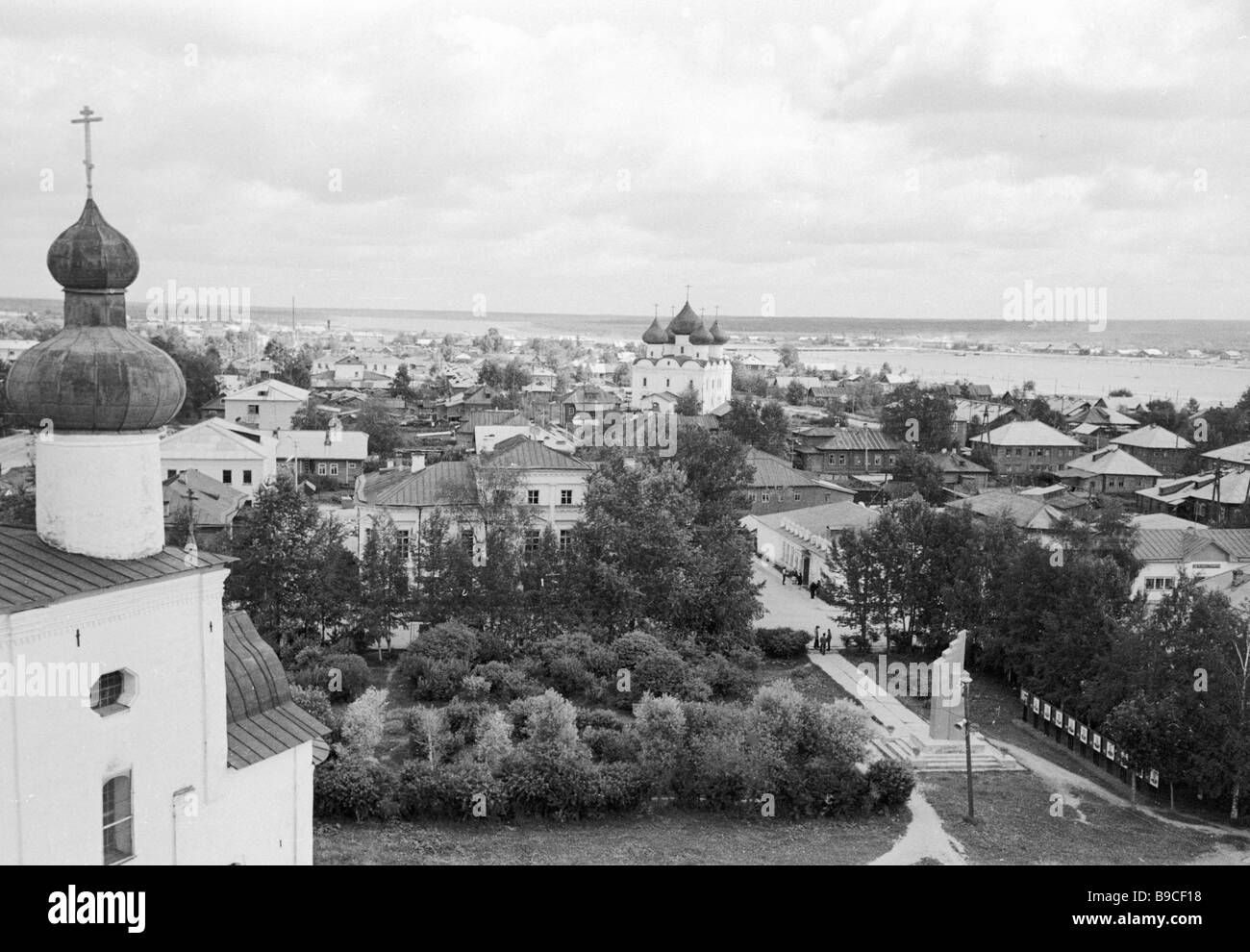 Churches of the ancient Russian town Kargopol top view Stock Photo - Alamy