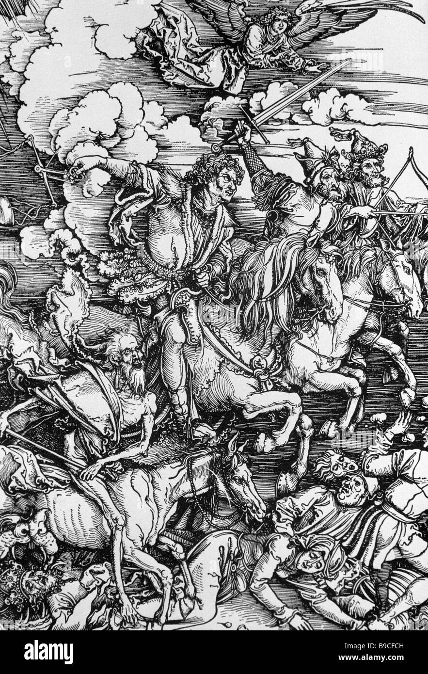 Reproduction of Albreht Durer s drawing The Fourth Rider of Apocalypse ...