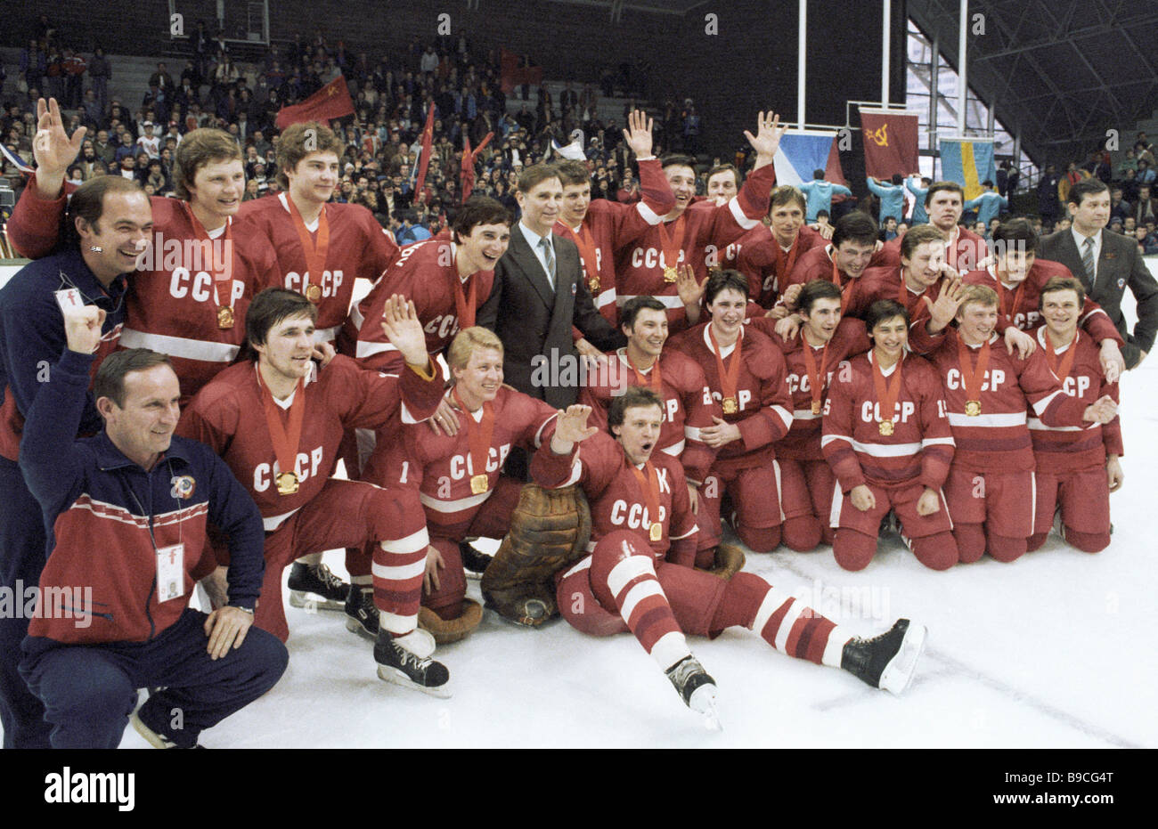 Soviet ice hockey select team wins Fourteenth Winter Olympics Stock ...