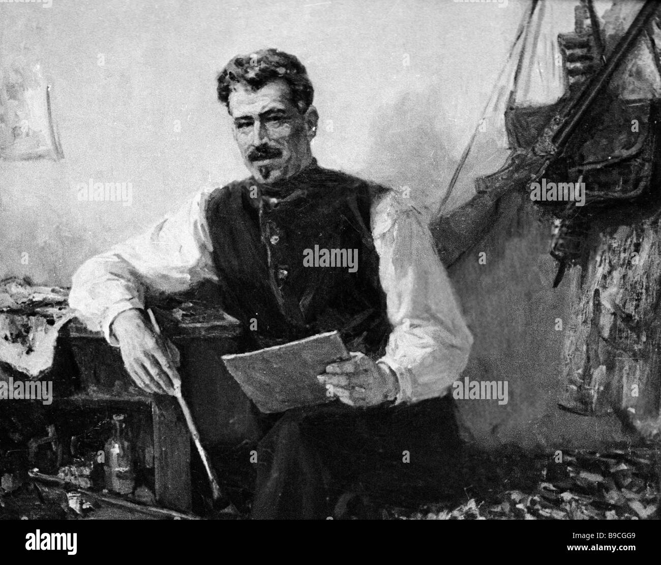 Reproduction of painting A Portrait of Mitrofan Grekov by G Prokopinsky ...