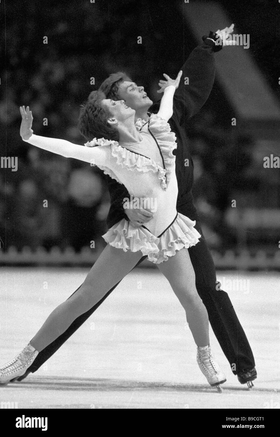 Figure skaters Marina Klimova foreground and Sergei Ponomarenko ...