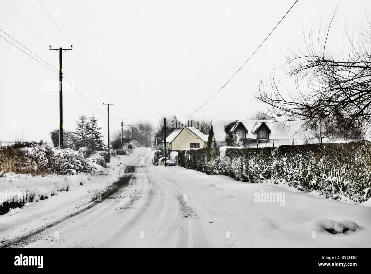Rural road in winter Stock Photo - Alamy