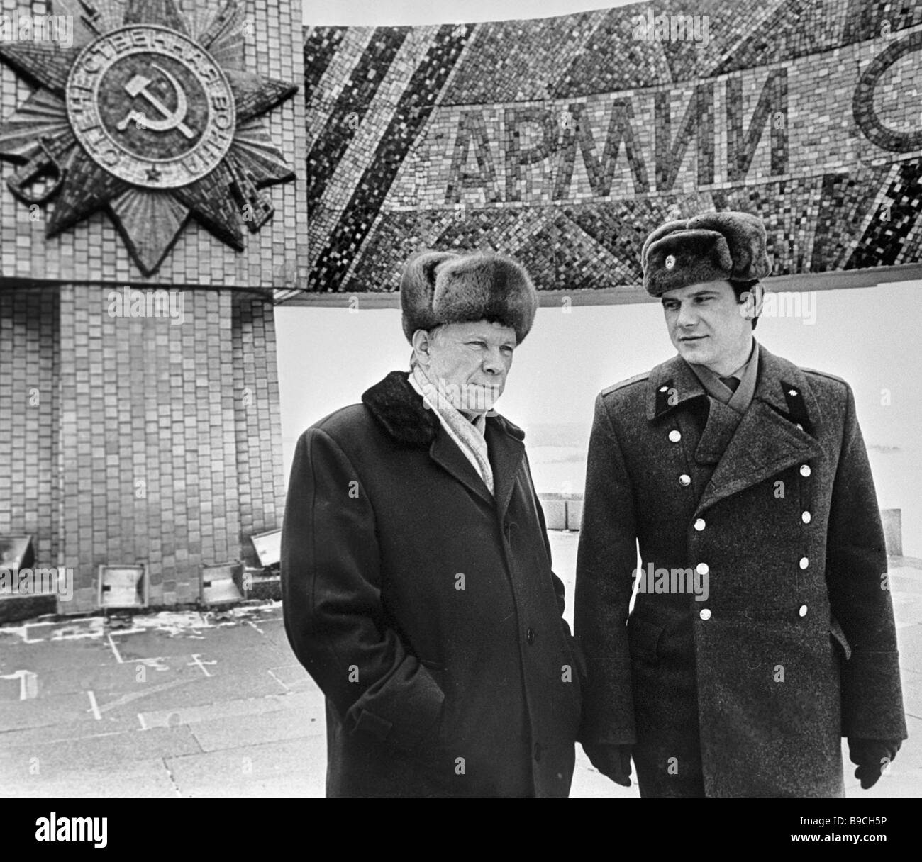 Byelorussian national writer Vasil Bykov left with his son Sergei right ...