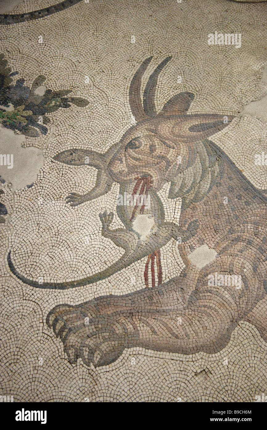 Mosaic work depicting a Griffin killing a lizard The Great Palace ...