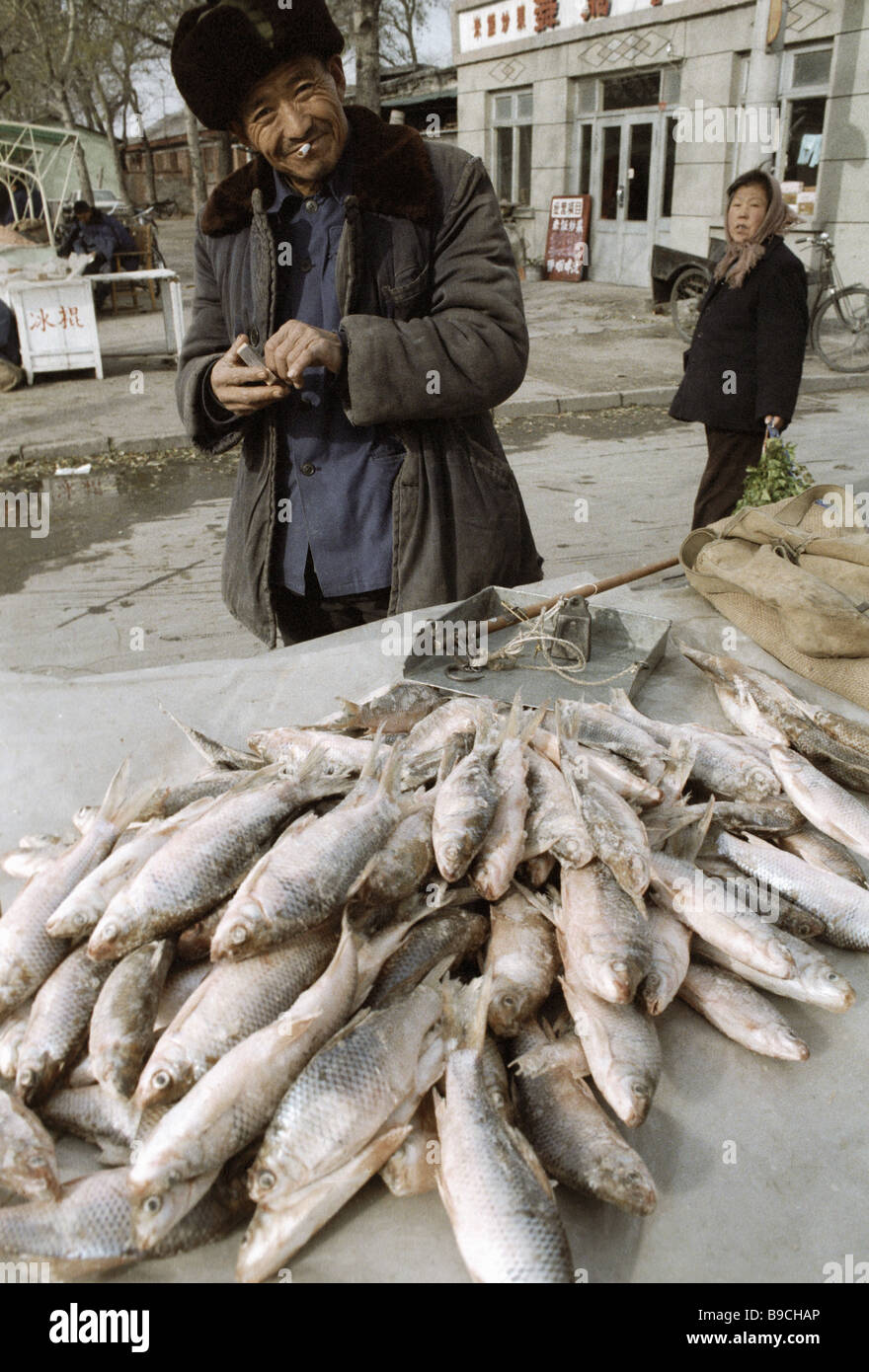 Fish vendor in Beijing Stock Photo - Alamy