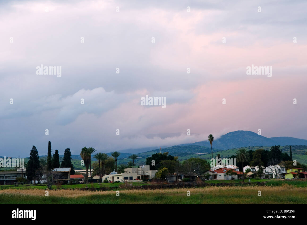 View of the modern Israeli municipality of Migdal at the site of ...