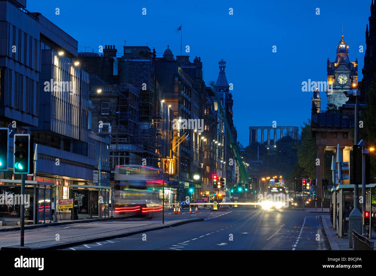 Princes Street Balmoral Hotel and Carlton Hill at the background at ...