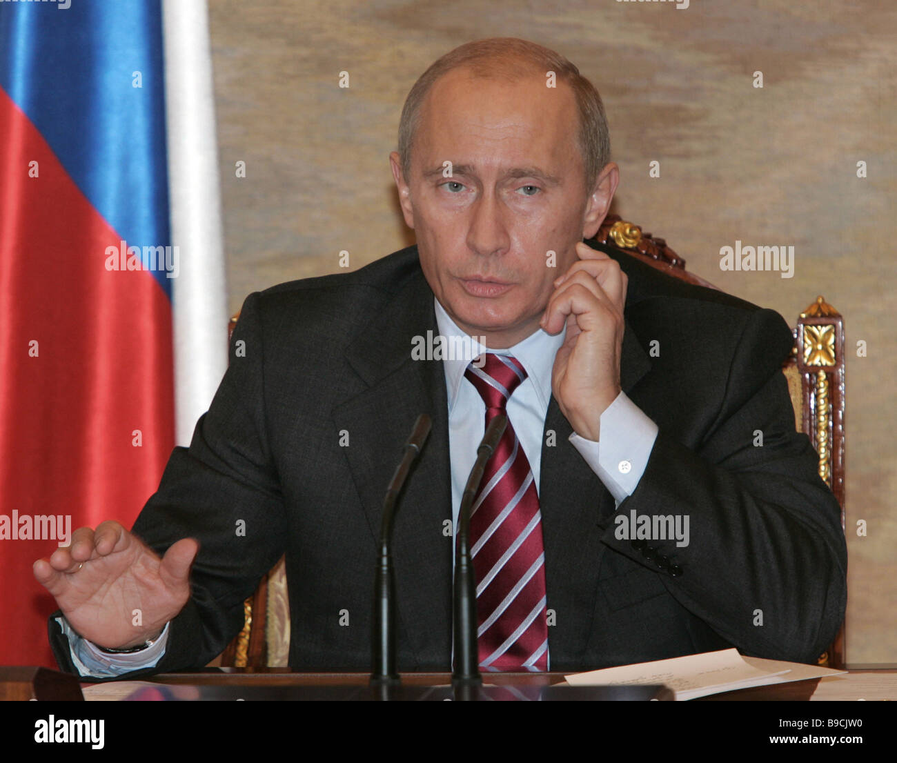 Russian President Vladimir Putin chairing a Russian government meeting ...
