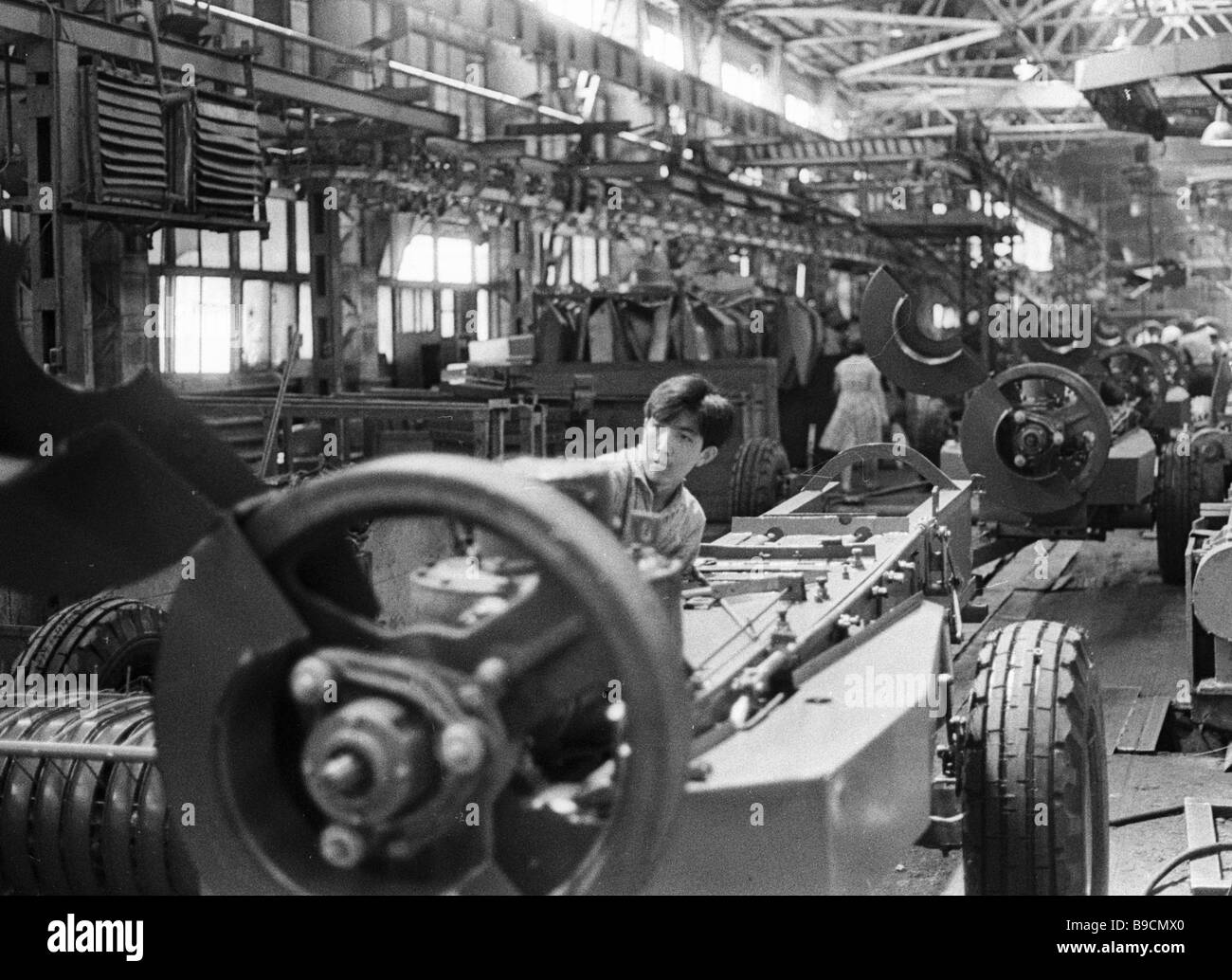 The main assembly line of the Frunze agricultural machine building ...