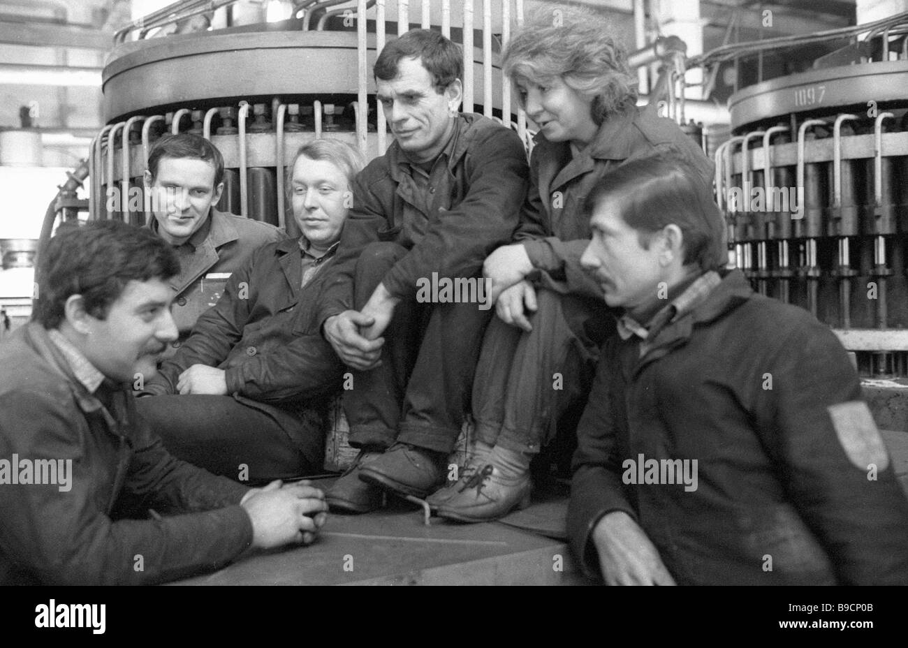 A team servicing the rotor line of the Moscow Powder Metallurgy Plant ...