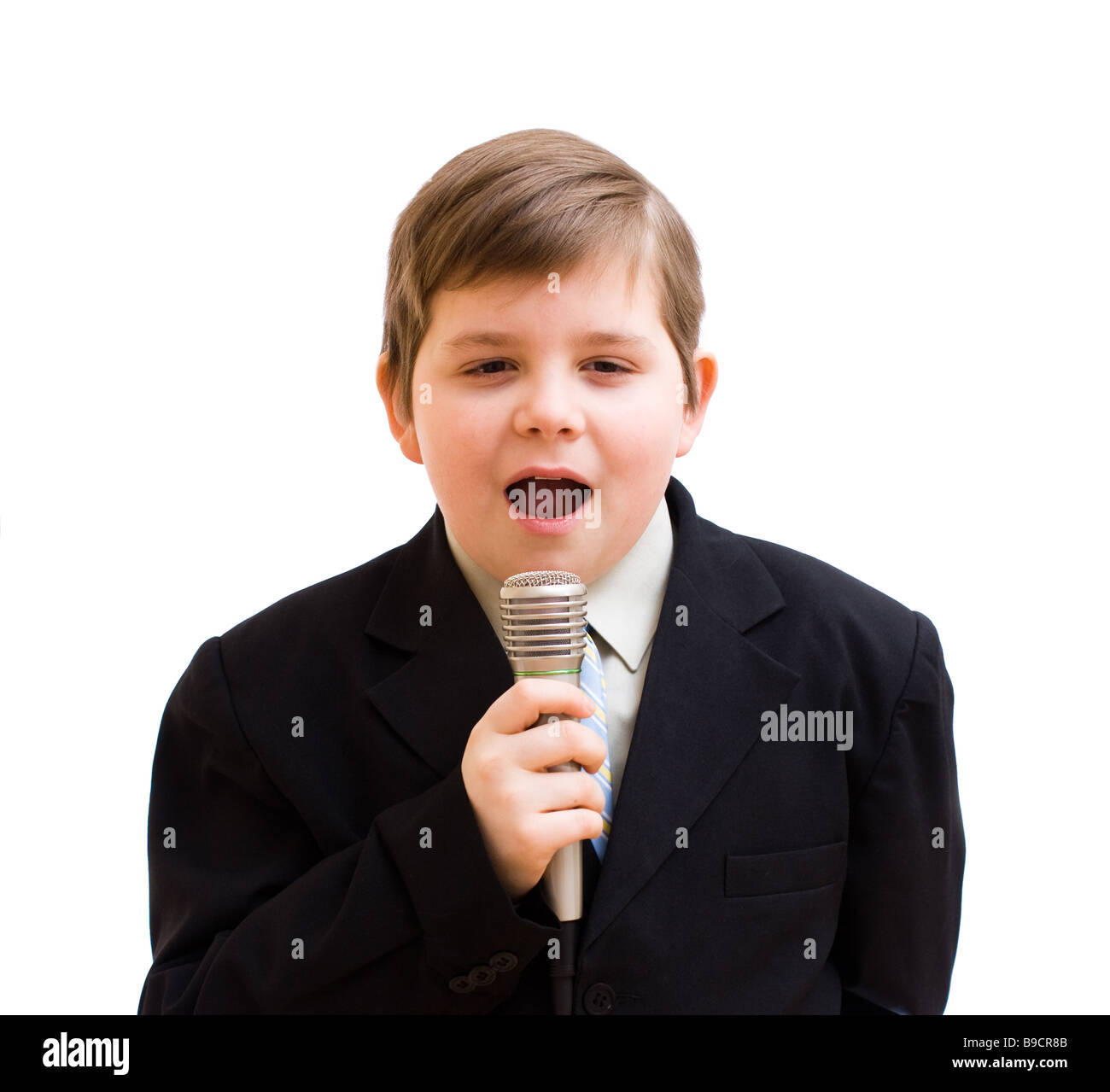 young songster boy microphone teenager isolated Stock Photo - Alamy